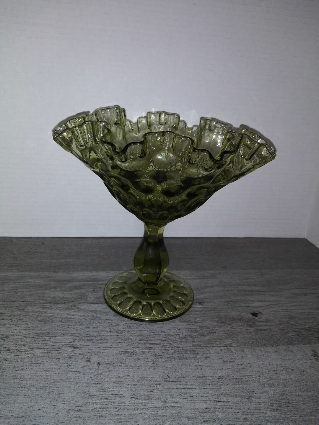 Fenton Glass Colonial Thumb Print 7 1/2" Compote - Etsy