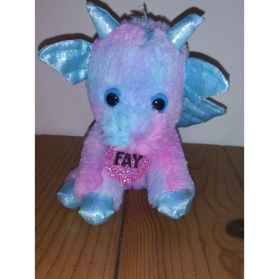RARE Justice Pet Shop 6” Plush FAY the Spirit Dragon Pink Blue Stuffed ...