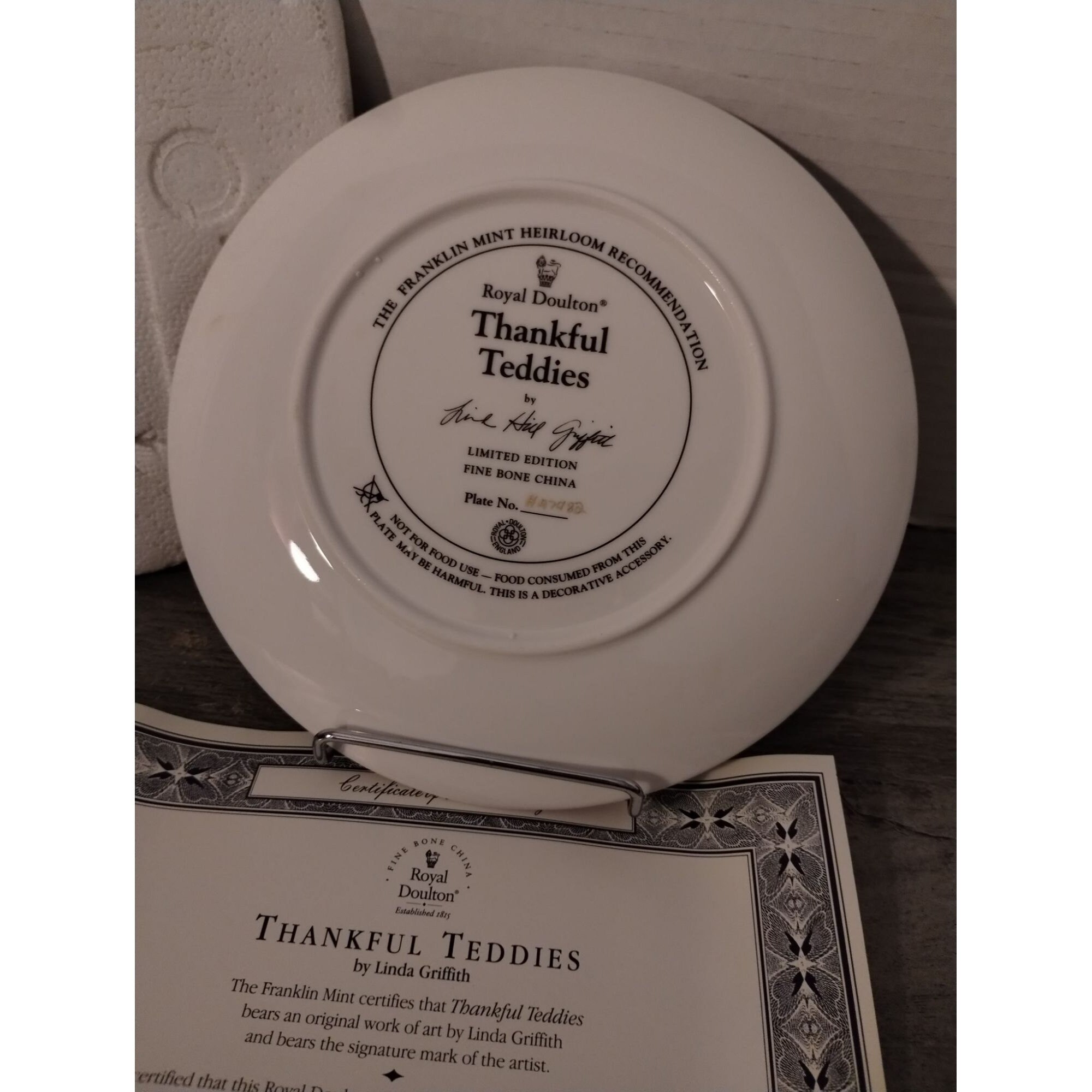 Royal Doulton Fine Bone China Teddy Bear Plate Thankful Teddies Limited ...