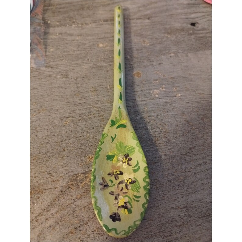 10" Signed Hand Painted Wooden Spoon - Etsy
