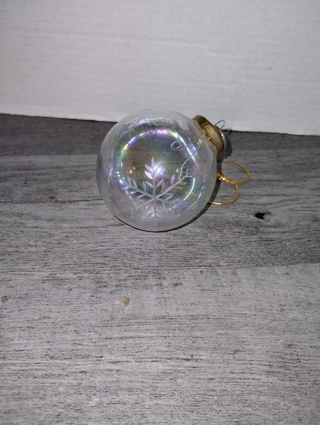 Snowflake Etched Clear Glass Ornament - Etsy