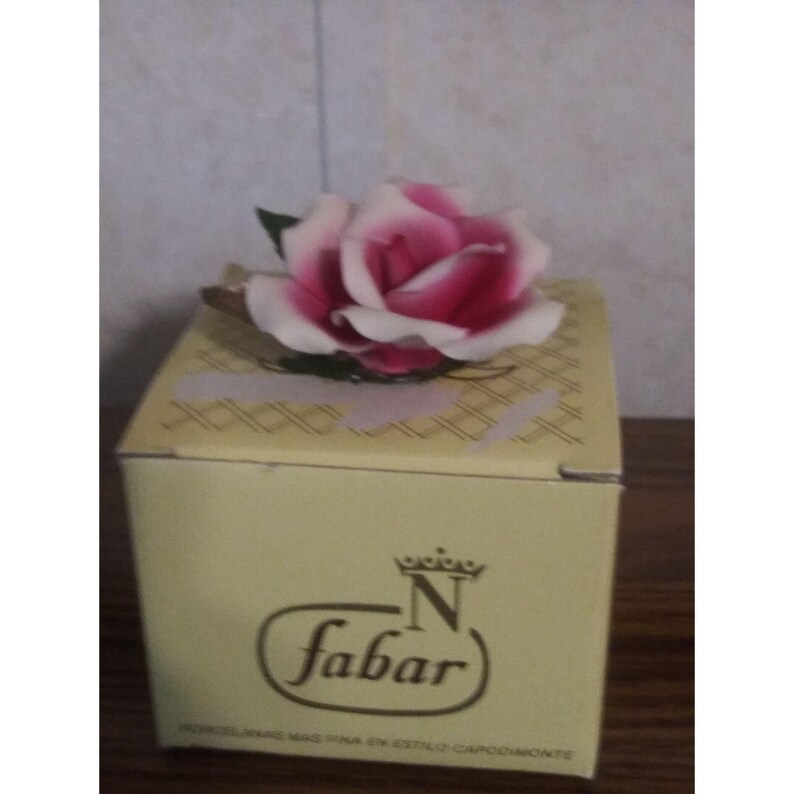 Vintage FABAR Capodimonte Porcelain red Rose Flower MIB - Etsy