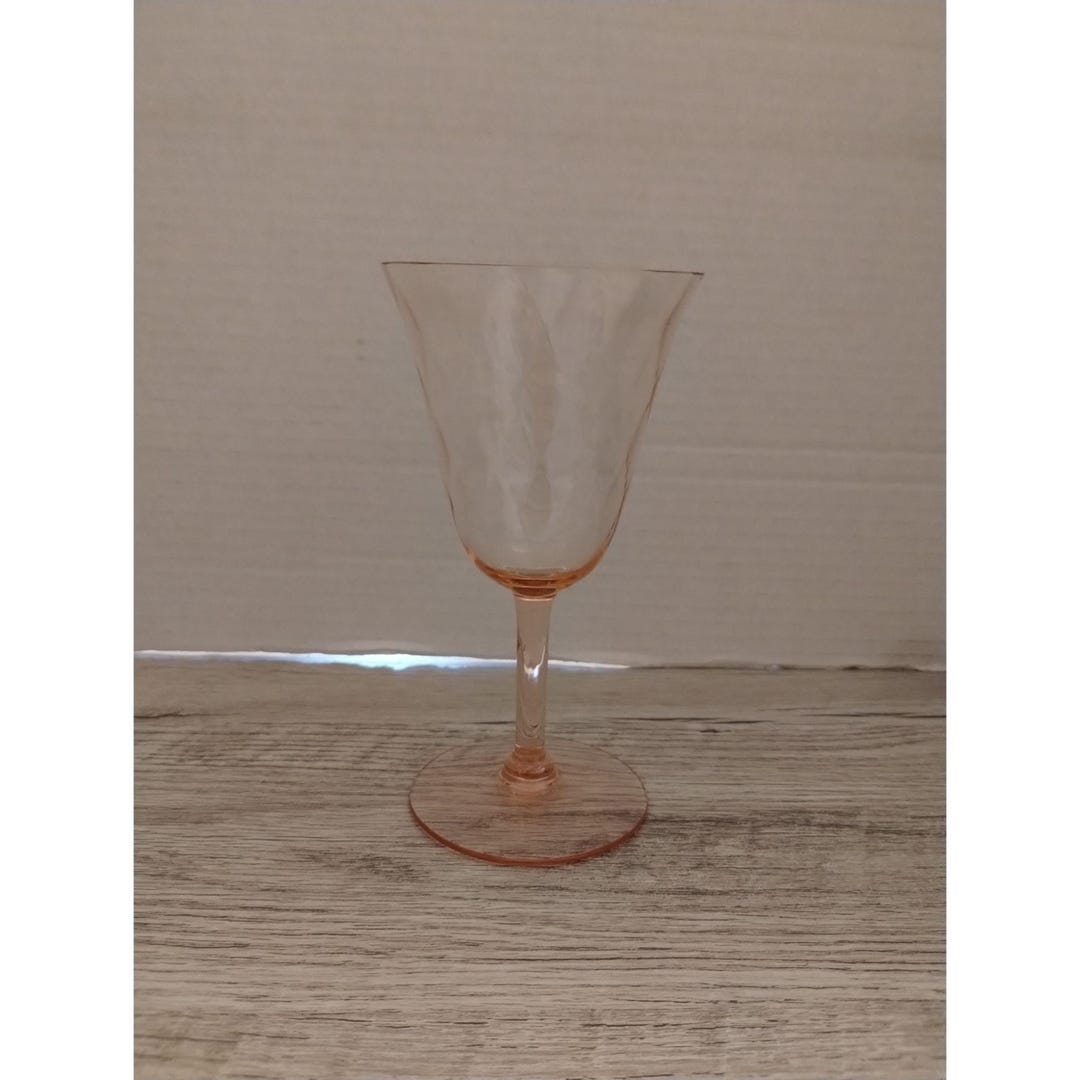 Tiffin Glass Company Diamond Optic Pink Wine Glass 6.5" Depression Era ...