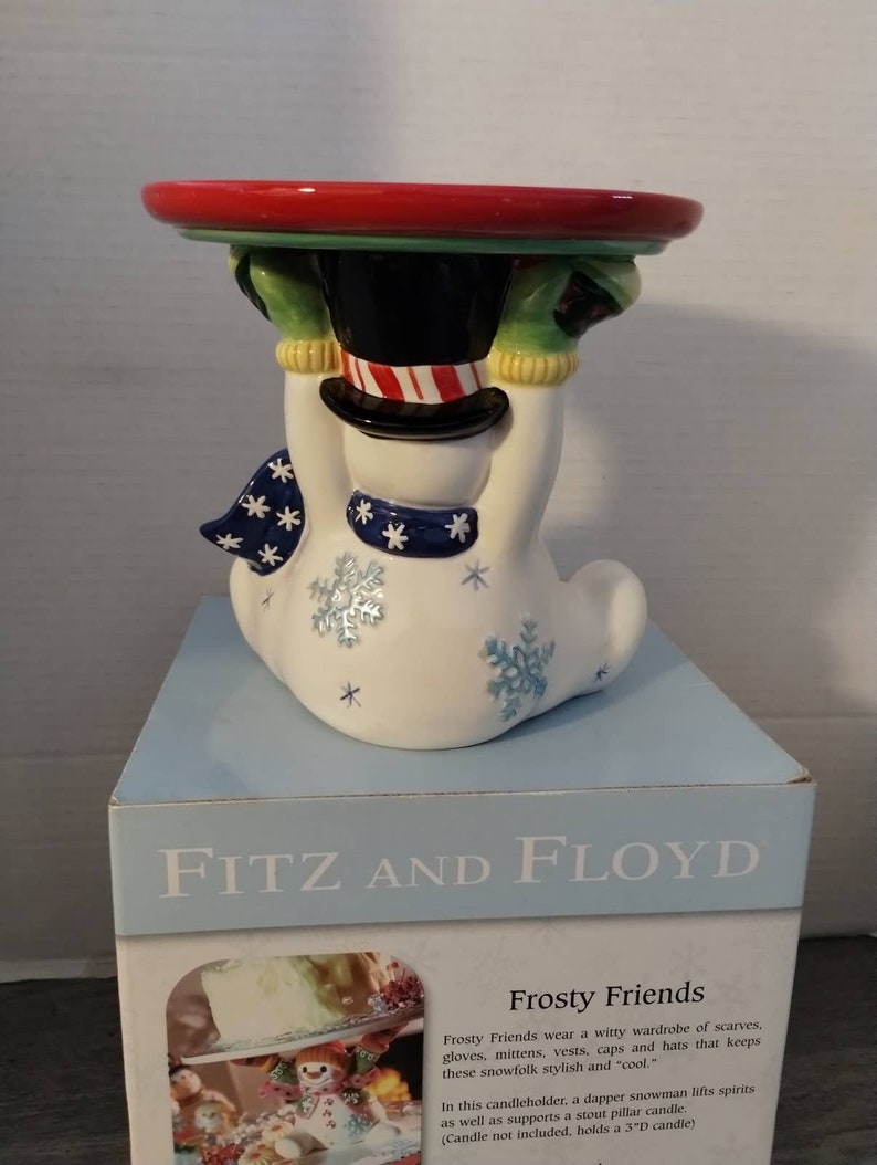 Fitz and Floyd Frosty Friends Pedestal Candle Holder Server Centerpiece ...