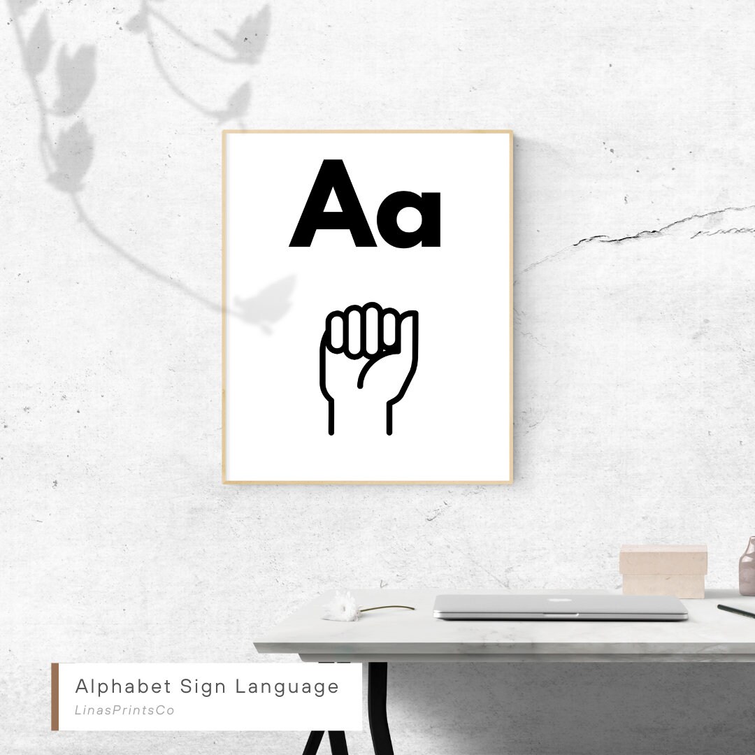 ASL Alphabet Posters, Minimal Alphabet, Simple Sign Language - Etsy