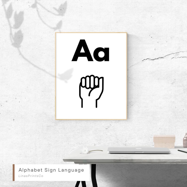 ASL Alphabet Posters, Minimal Alphabet, Simple Sign Language - Etsy