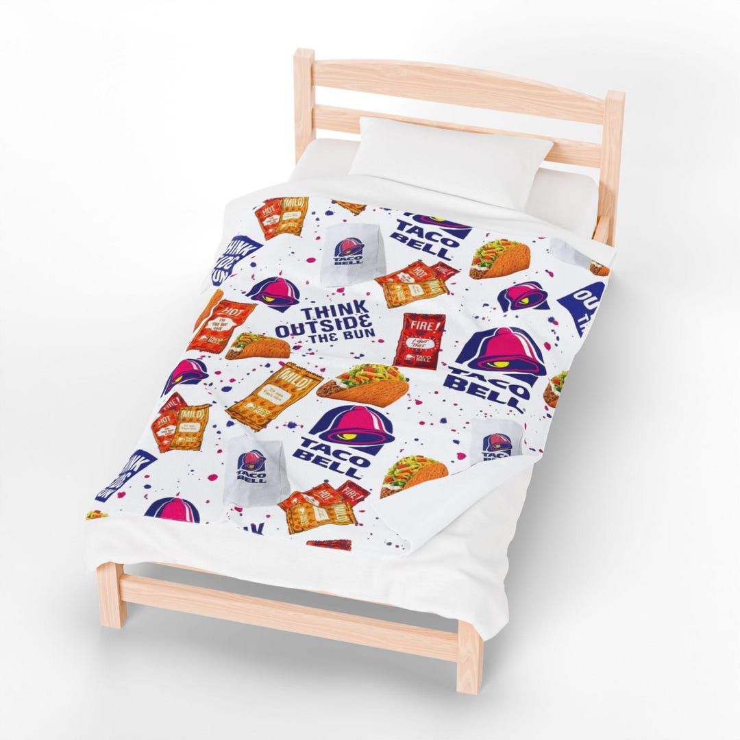 Taco Bell Blanket, Mexican Food Throw, Fast Food Couch Blanket, Foodie ...