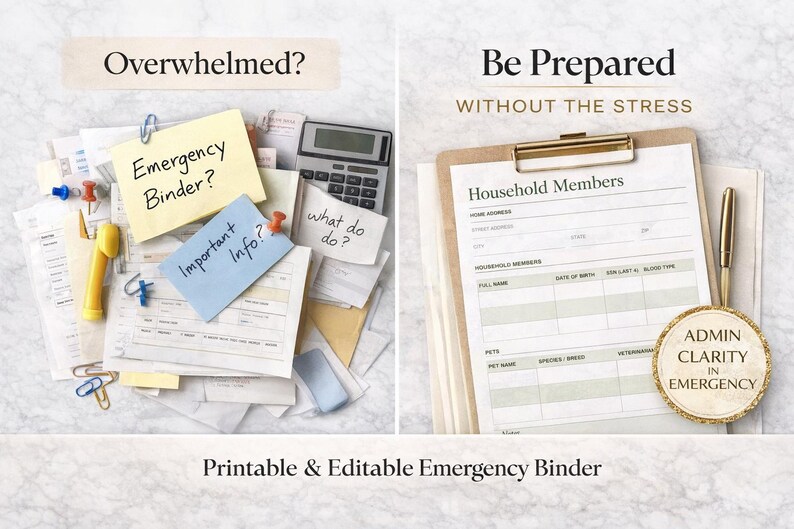Printable Emergency Binder, Family Planner, Important Information ...