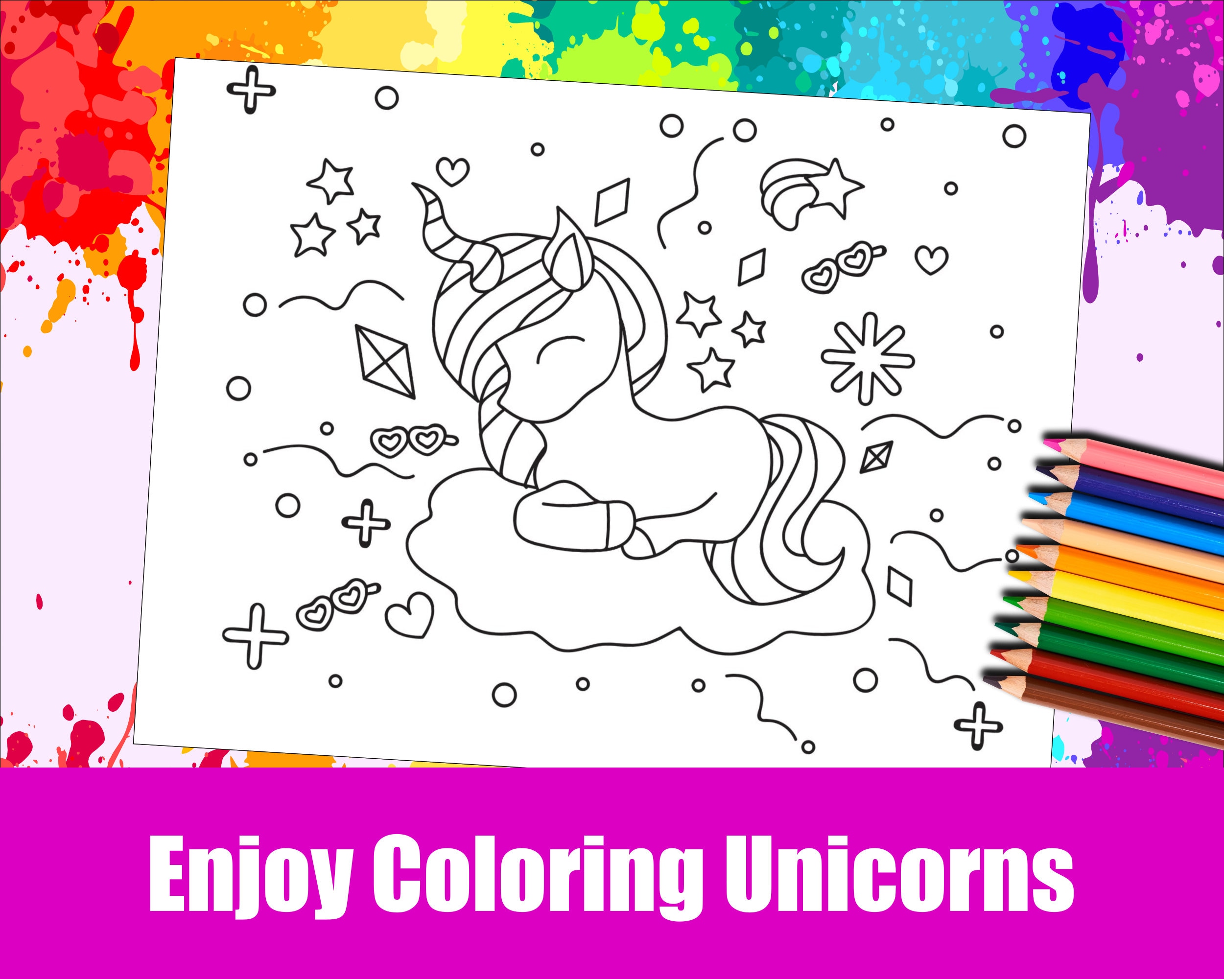 12 Super Cute Unicorn Coloring Pages for Kids Coloring Book Printable ...