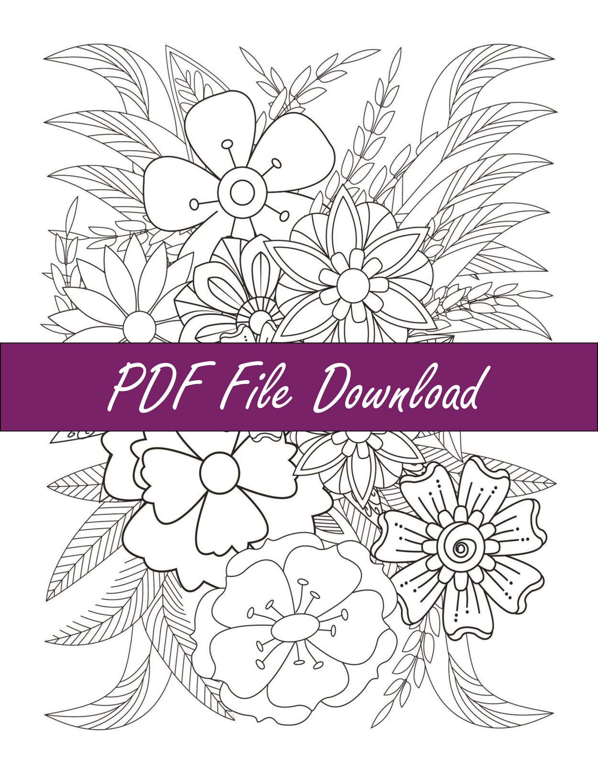 100 Flowers Coloring Pages for Adults Coloring Book Pages Printable ...