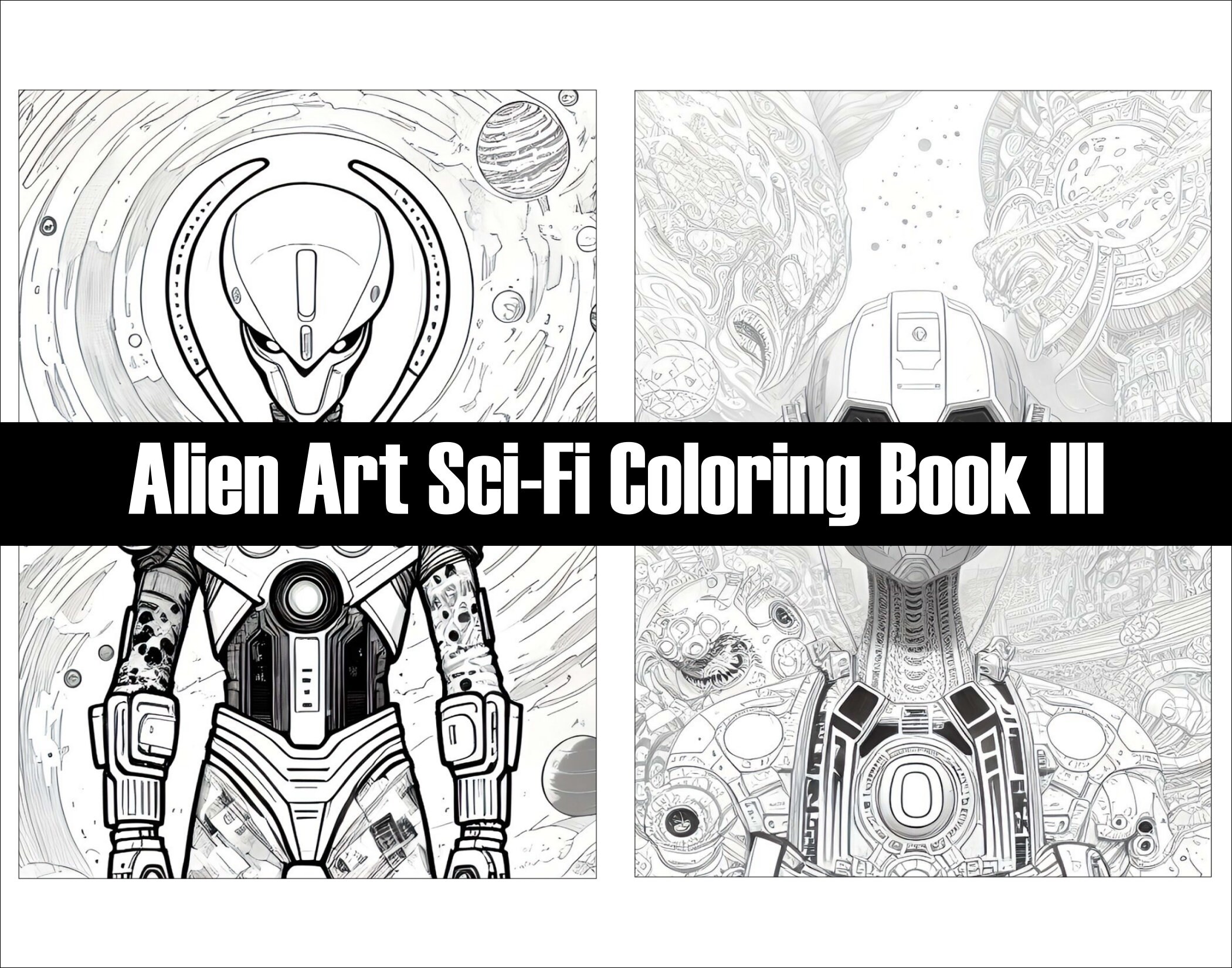 Alien Art Sci-fi Coloring Pages for Adults Science Fiction Coloring ...