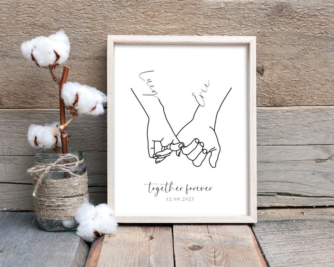 Personalized Poster Hand in Hand Poster Wedding Gift With - Etsy