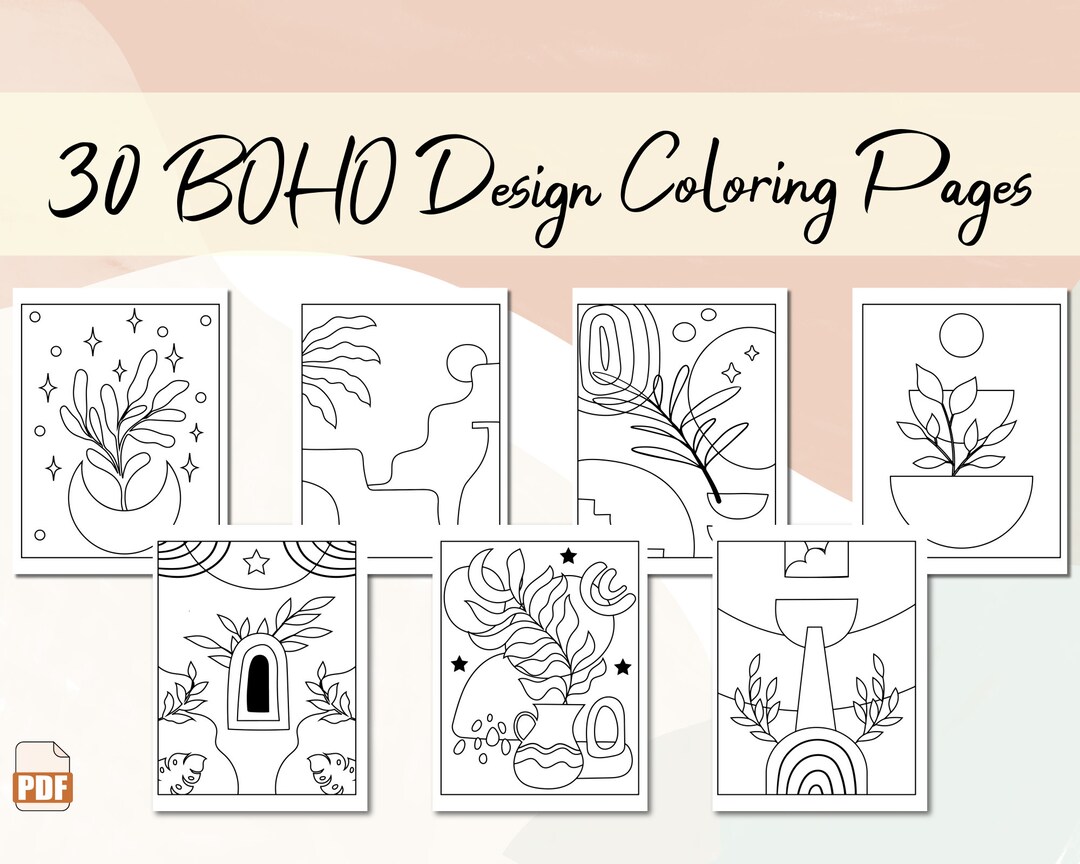 30 BOHO Coloring Pages for Adults Coloring Book Pages Printable Letter ...