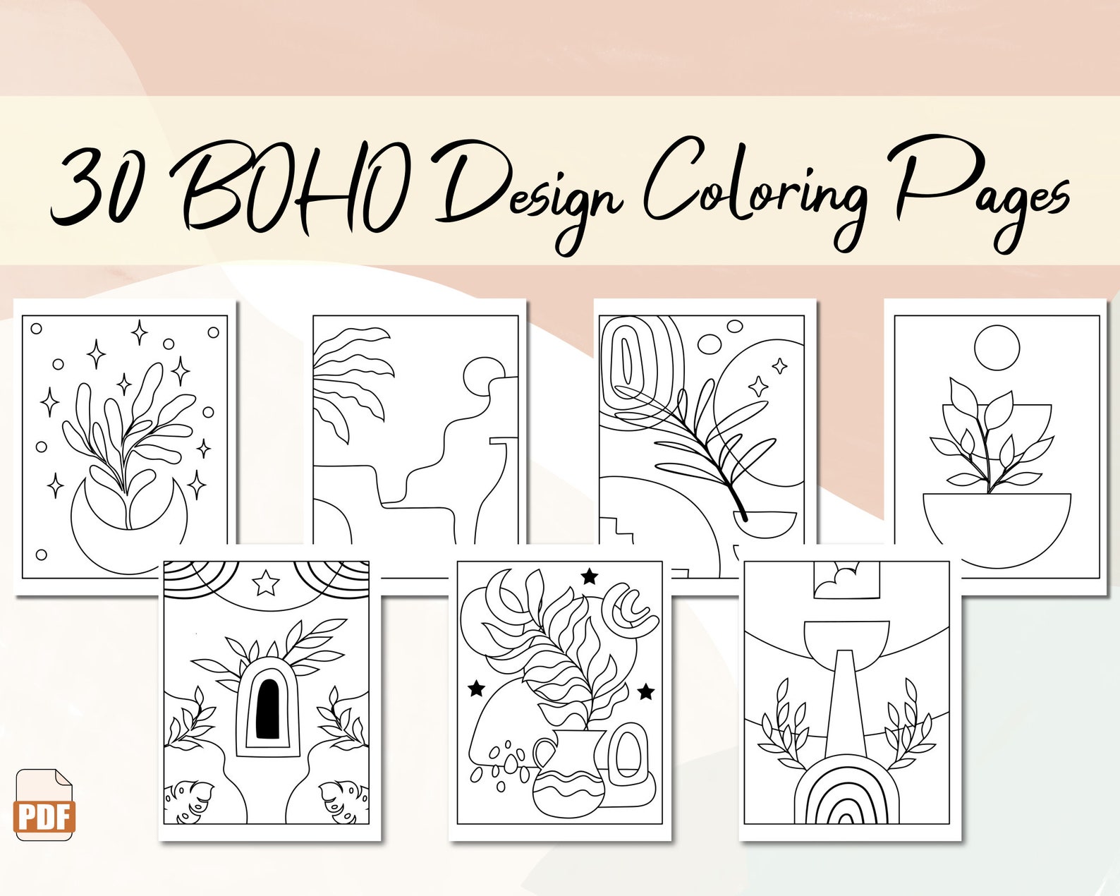 30 BOHO Coloring Pages for Adults Coloring Book Pages Printable Letter ...