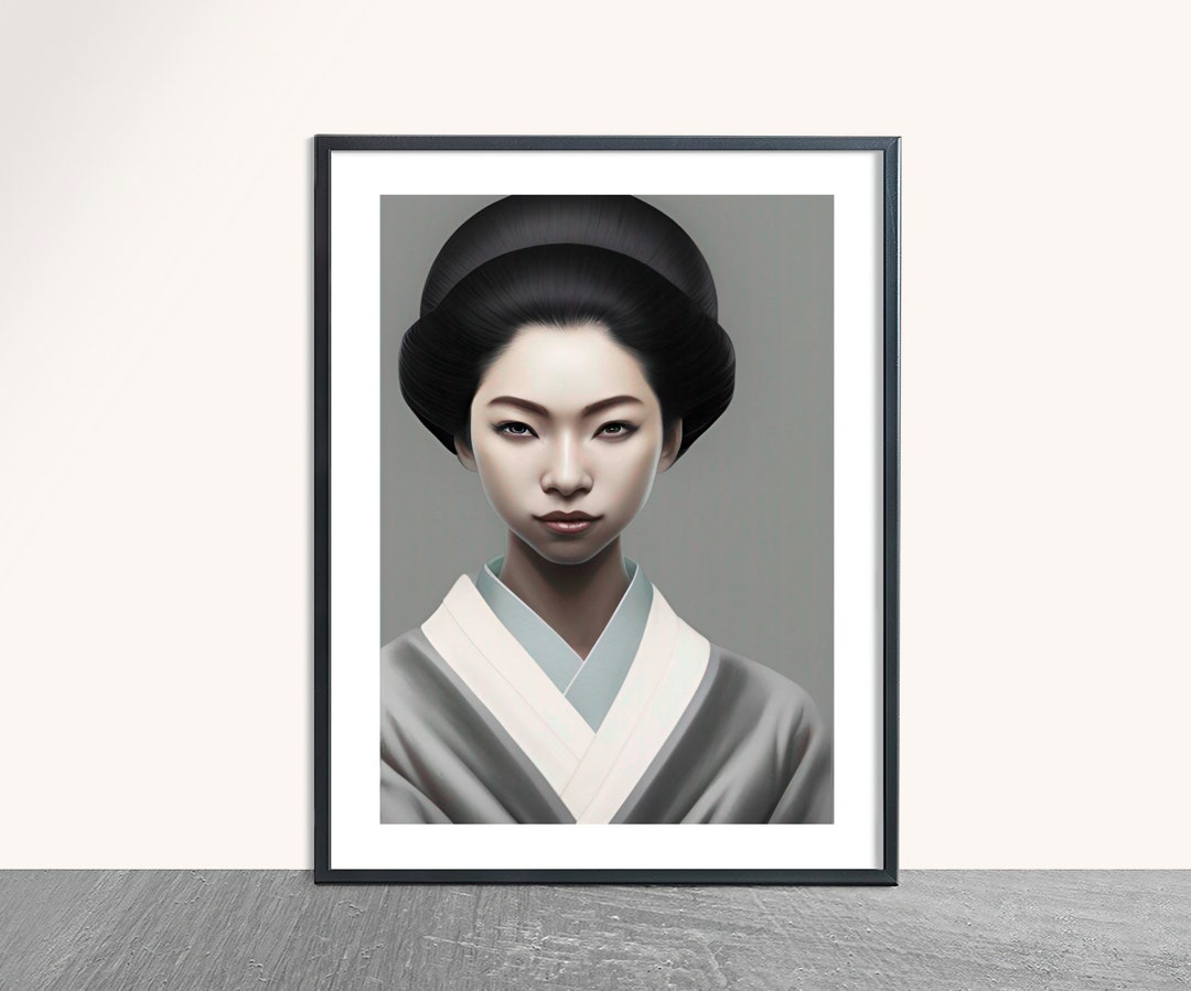 Traditional Japanese Geisha bijinga, Drawing hakubyo, Suibokuga ...