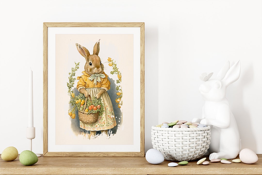 Bunnie Print Vintage Easter Bunny Drawing Rabbit Print Vintage Easter ...