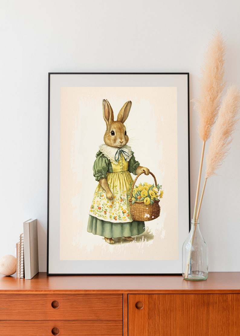 Easter Bunny Drawing Vintage Rabbit Print Vintage Easter Print Digital ...