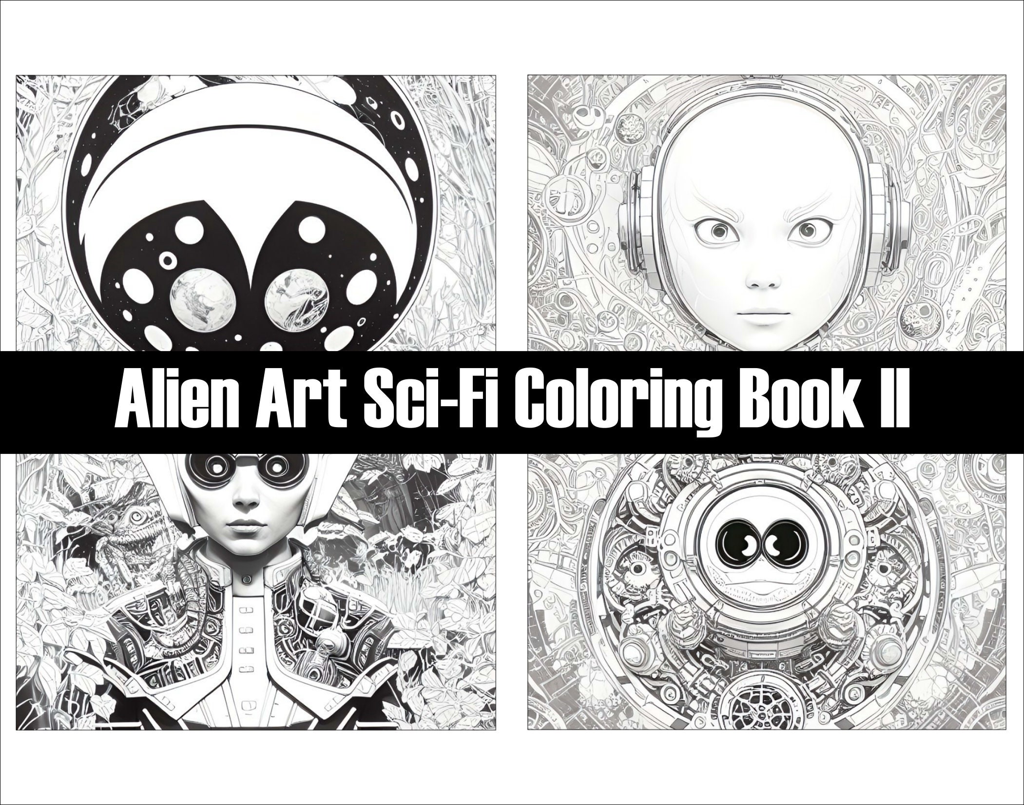 Alien Art Sci-fi Coloring Pages for Adults Science Fiction Coloring ...