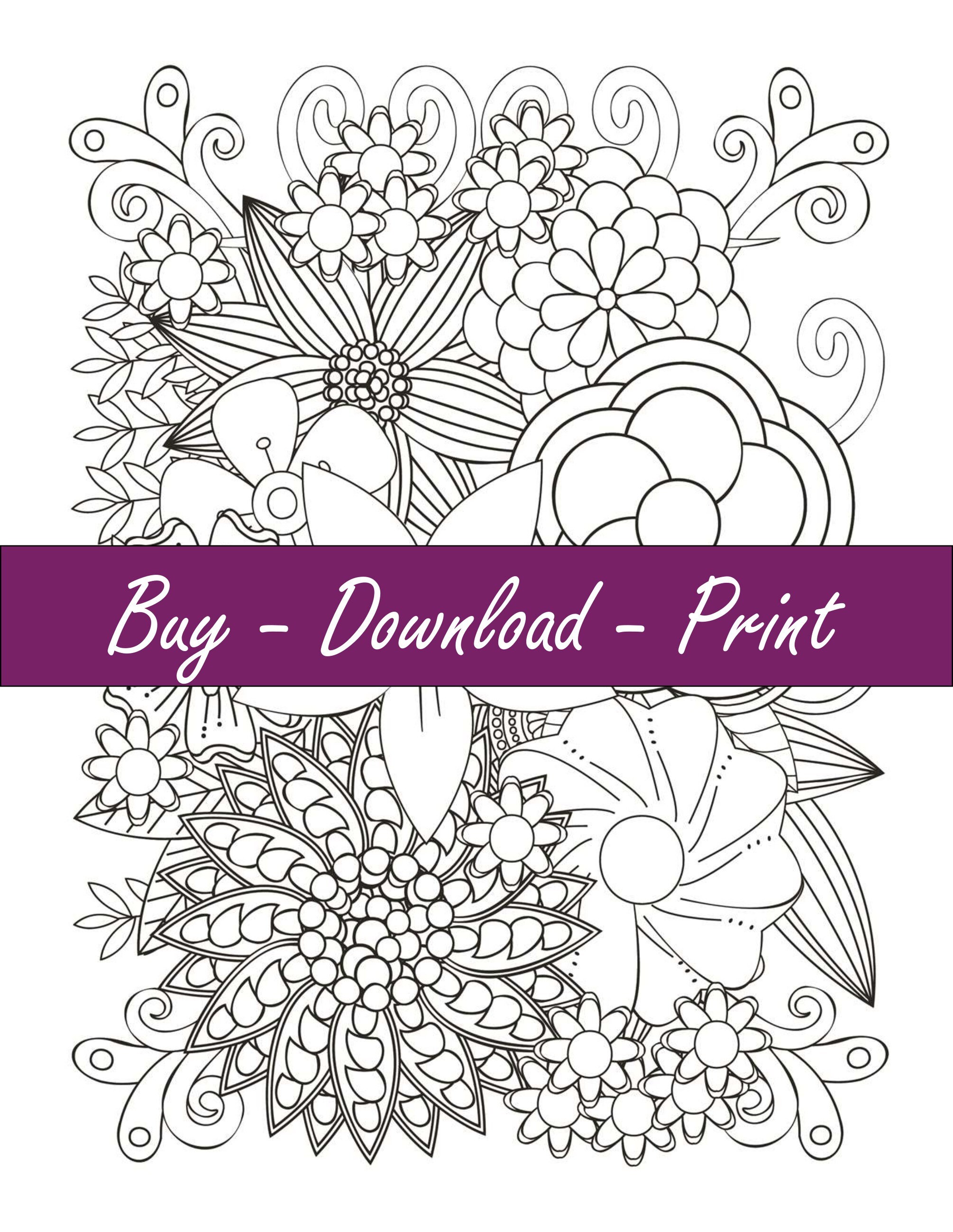 100 Flowers Coloring Pages for Adults Coloring Book Pages Printable ...