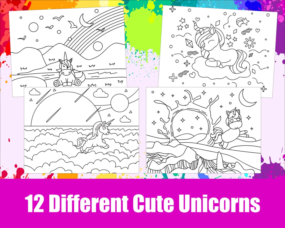 12 Super Cute Unicorn Coloring Pages for Kids Coloring Book Printable ...