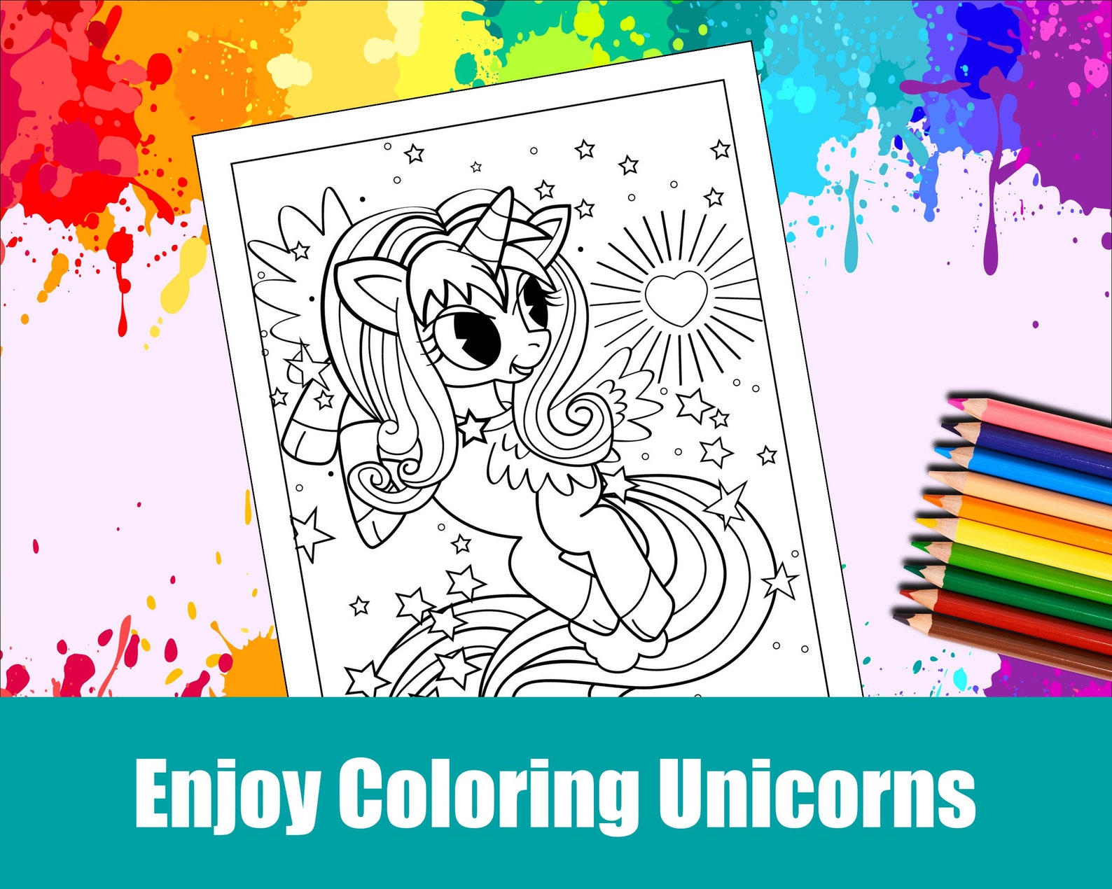 25 Super Cute Unicorn Coloring Pages for Kids Coloring Book Printable ...