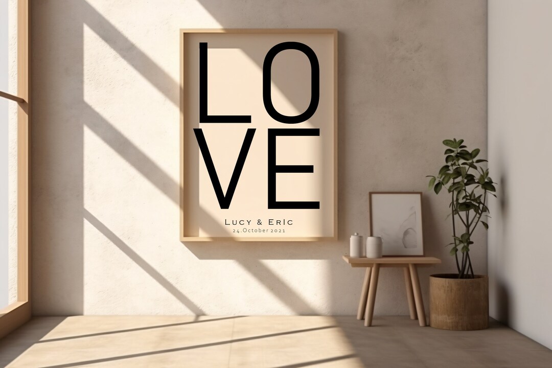 Poster With LOVE Name and Date Personalized Couple Poster - Etsy