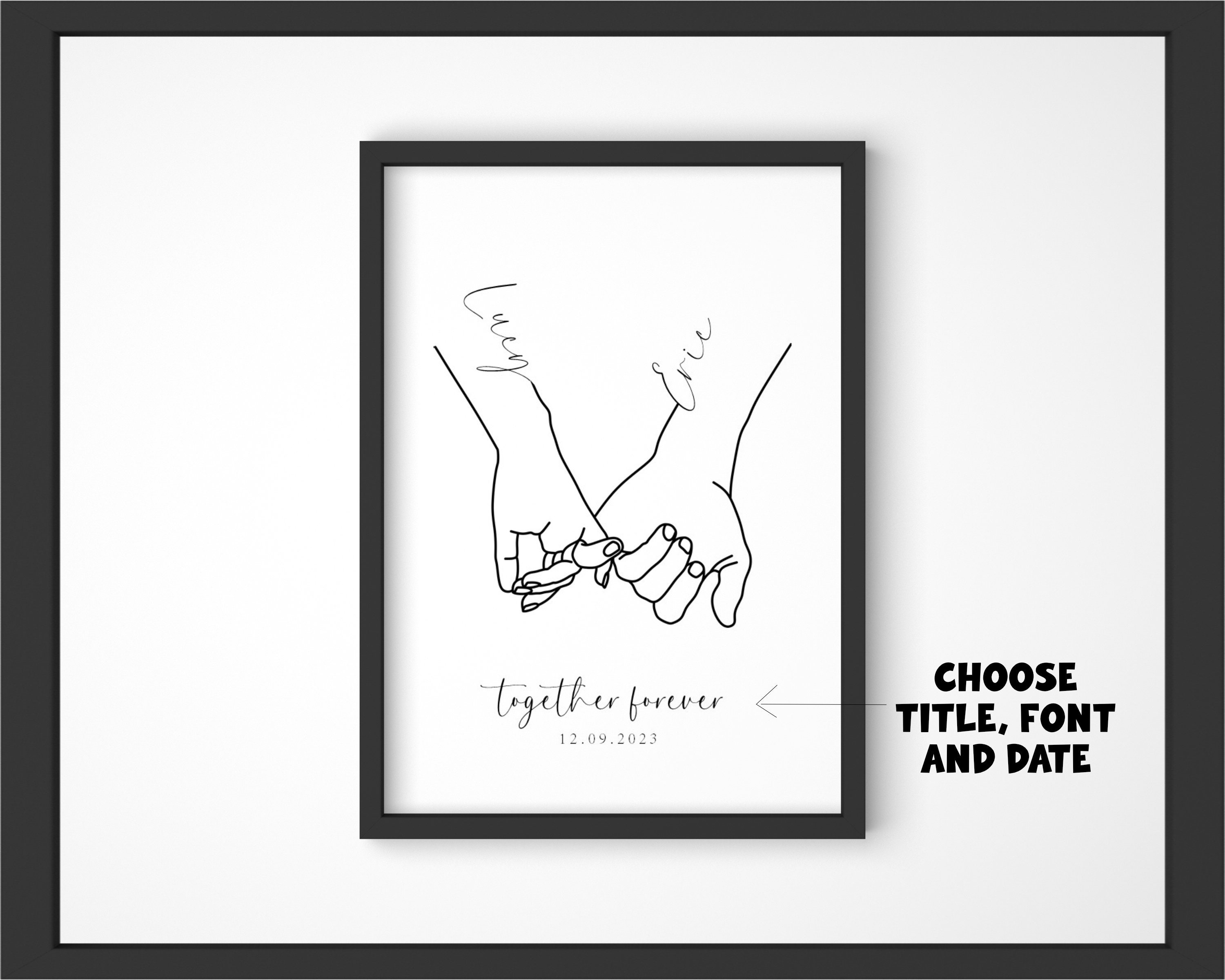 Personalized Poster Hand in Hand Poster Wedding Gift With - Etsy