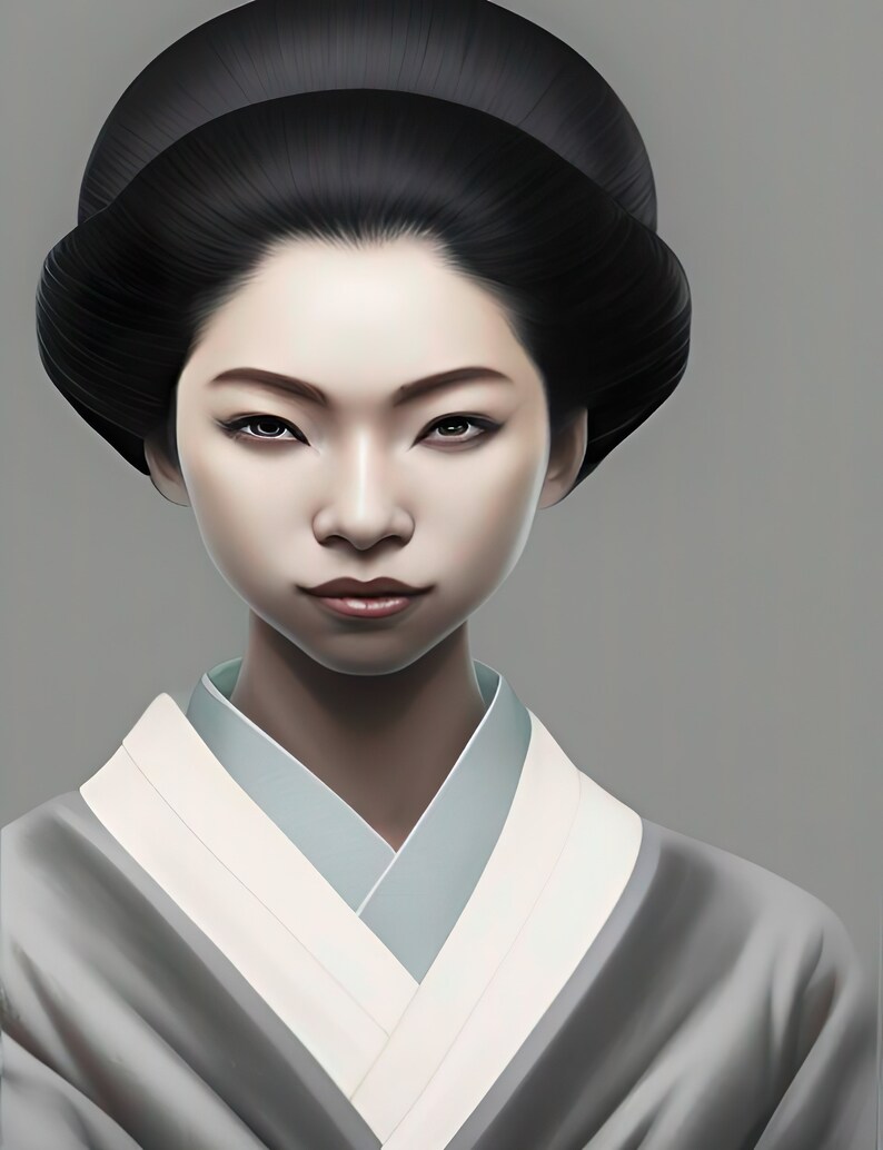 Traditional Japanese Geisha bijinga, Drawing hakubyo, Suibokuga ...