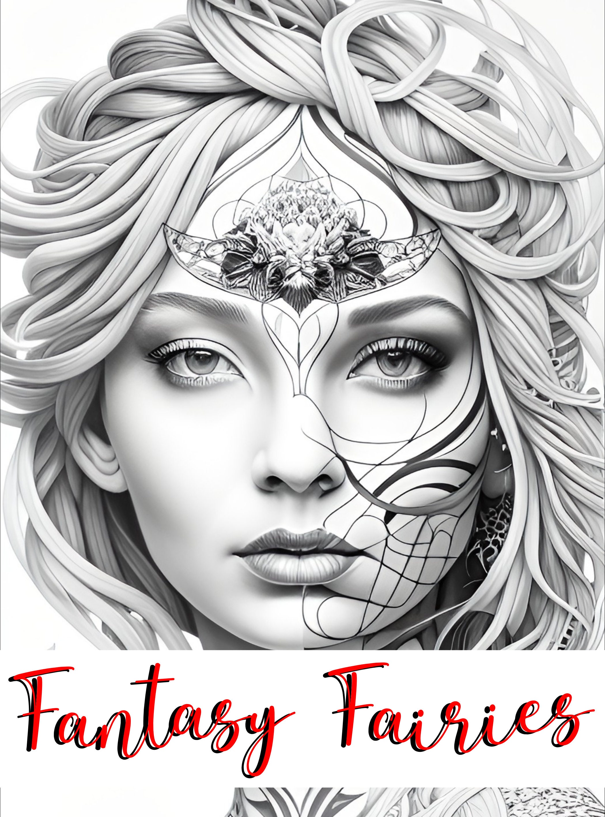 Grayscale Fantasy Coloring Book Printable Adult Coloring Pages Download ...
