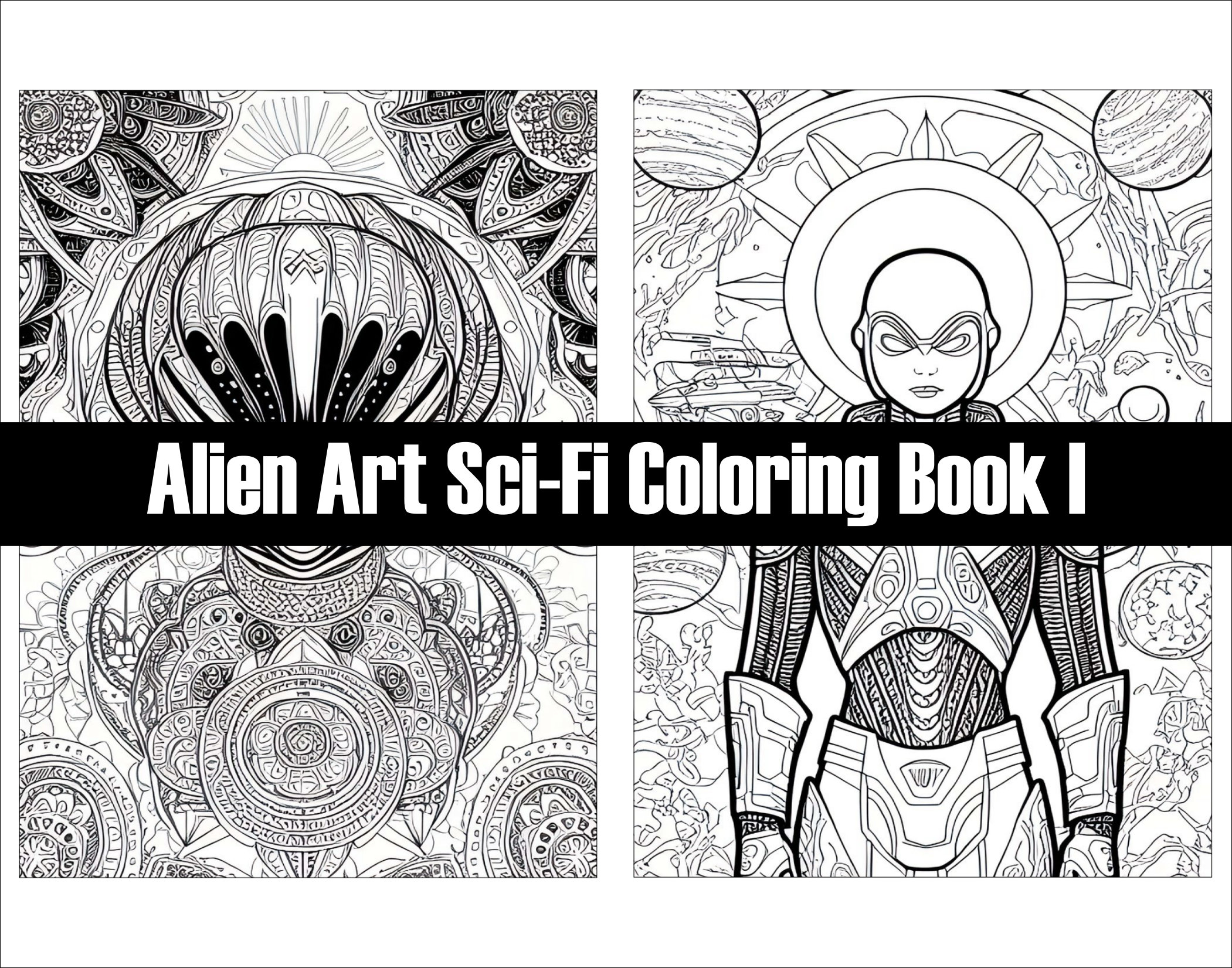 Alien Art Sci-fi Coloring Pages for Adults Science Fiction Coloring ...
