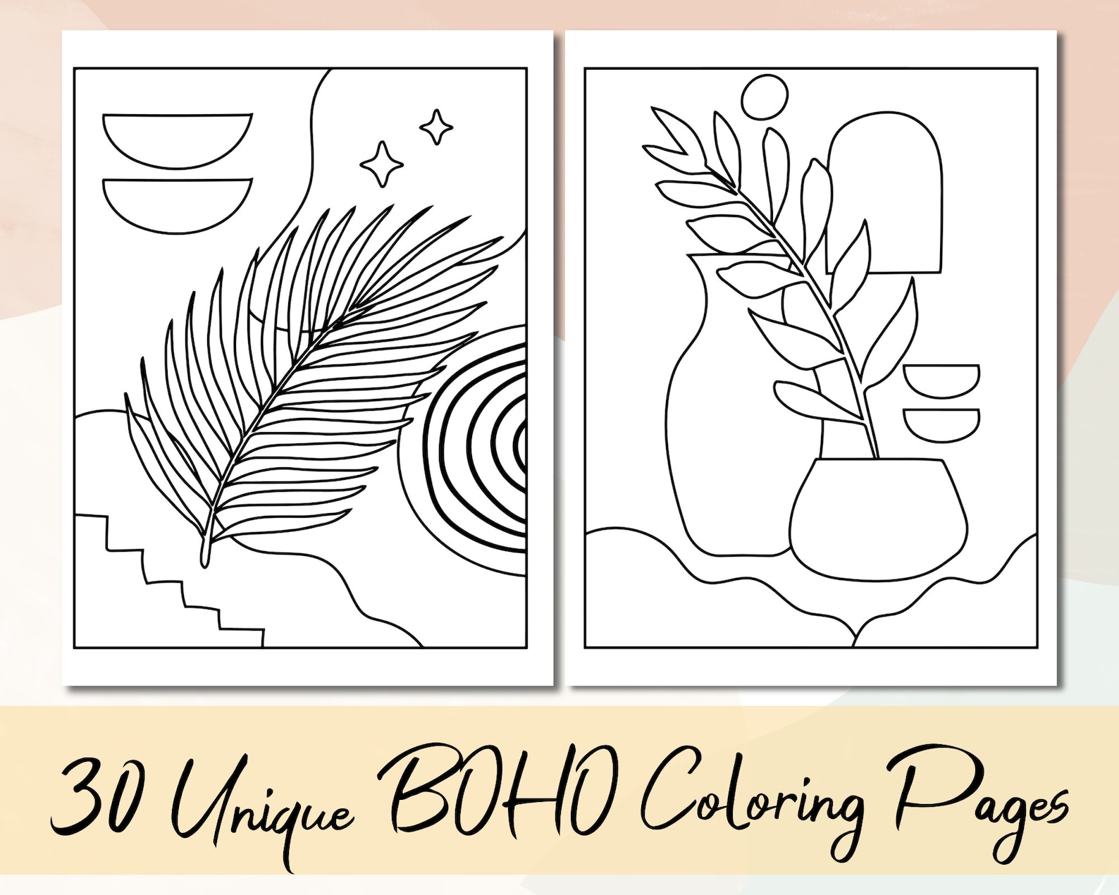 30 BOHO Coloring Pages for Adults Coloring Book Pages Printable Letter ...