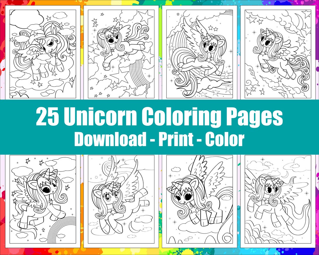25 Super Cute Unicorn Coloring Pages for Kids Coloring Book Printable ...