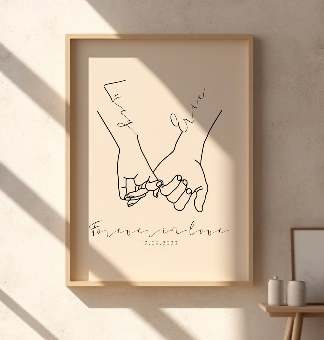 Personalized Poster Hand in Hand Poster Wedding Gift With - Etsy