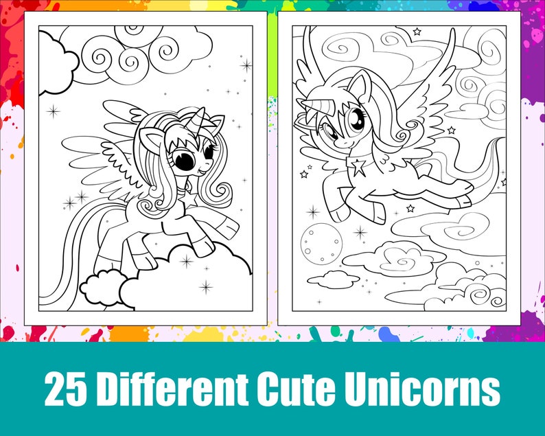 25 Super Cute Unicorn Coloring Pages for Kids Coloring Book Printable ...