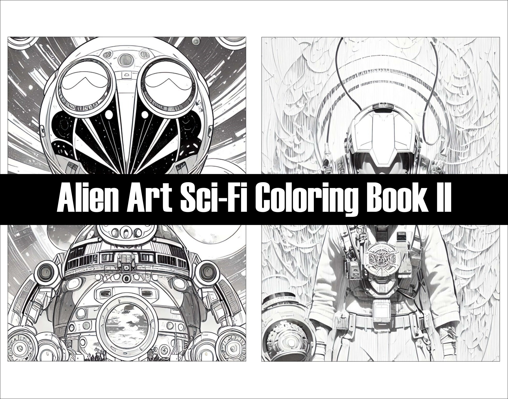 Alien Art Sci-fi Coloring Pages for Adults Science Fiction Coloring ...