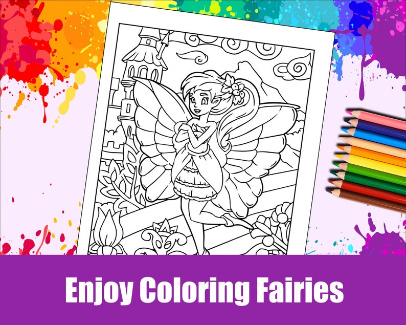 15 Super Cute Fairy Coloring Pages for Kids Printable, Fairy Colouring ...