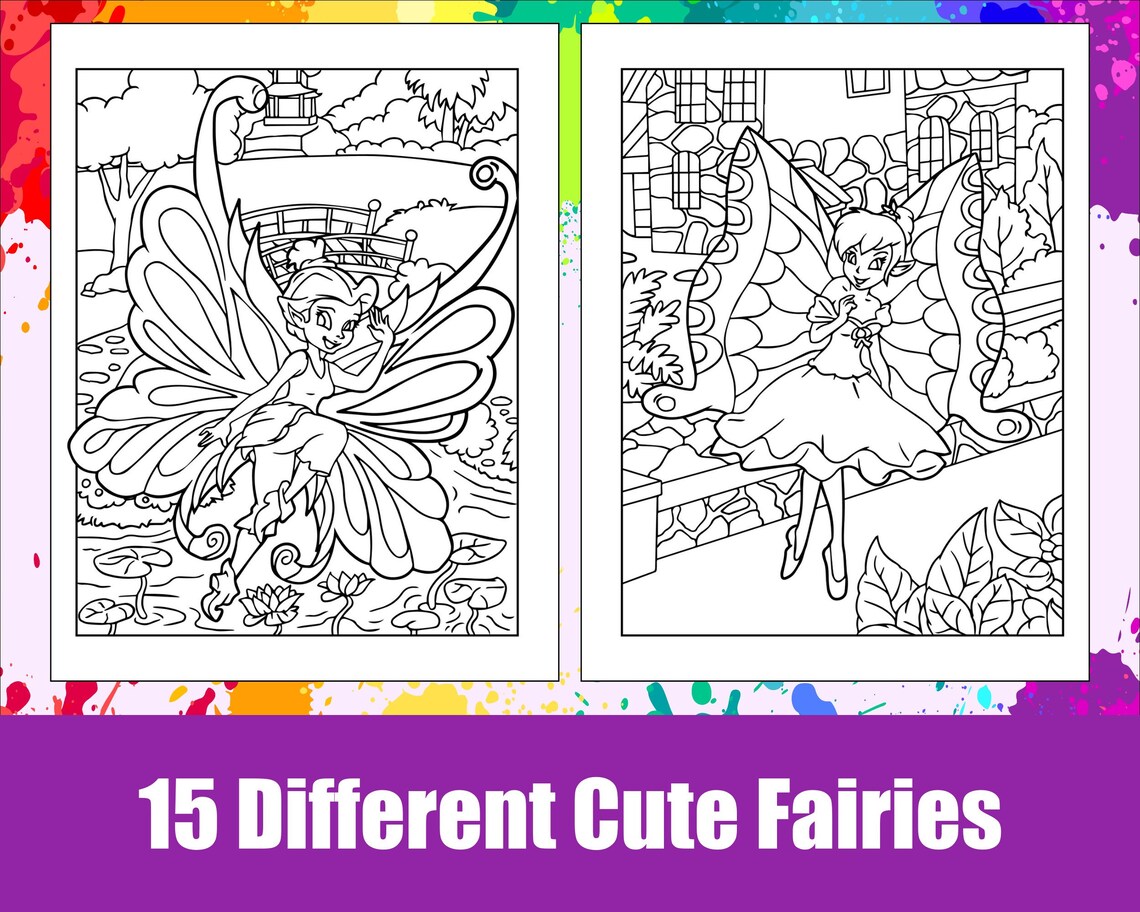 15 Super Cute Fairy Coloring Pages for Kids Printable, Fairy Colouring ...
