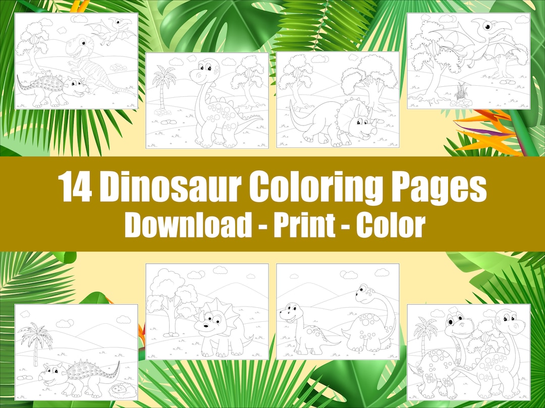 14 Super Cute Dinosaur Coloring Pages for Kids Coloring Book Printable ...