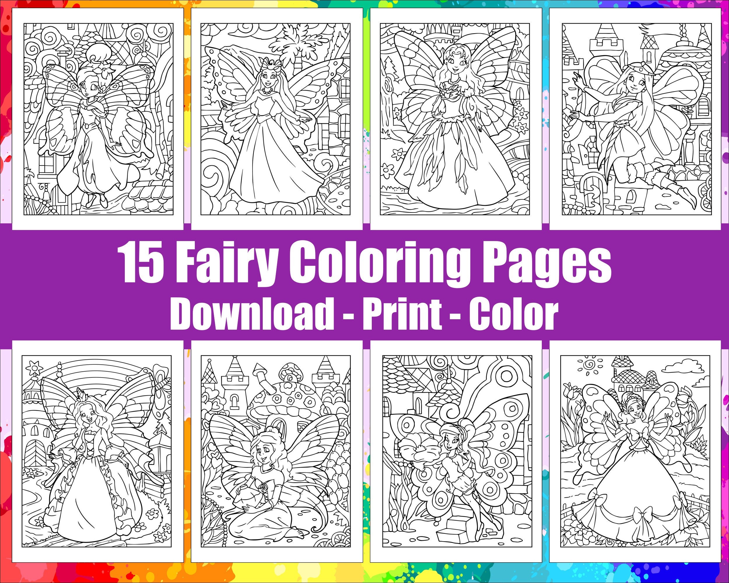 15 Super Cute Fairy Coloring Pages for Kids Printable, Fairy Colouring ...