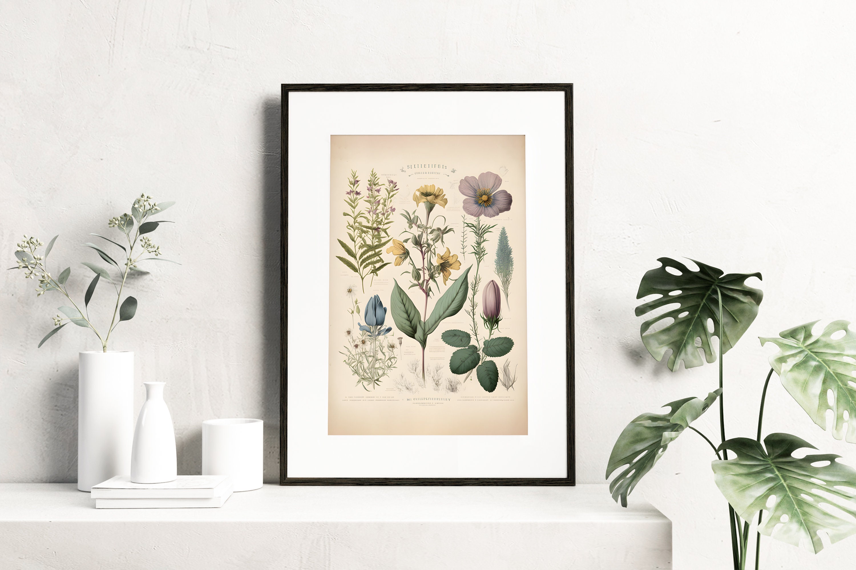 Vintage Botanical Tryptic, Set of 3, Botanical Wall Art, Floral Art ...