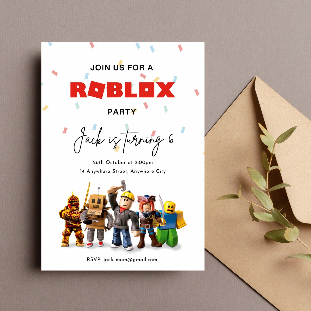Printable Roblox Party Invitation Digital Download Canva - Etsy España