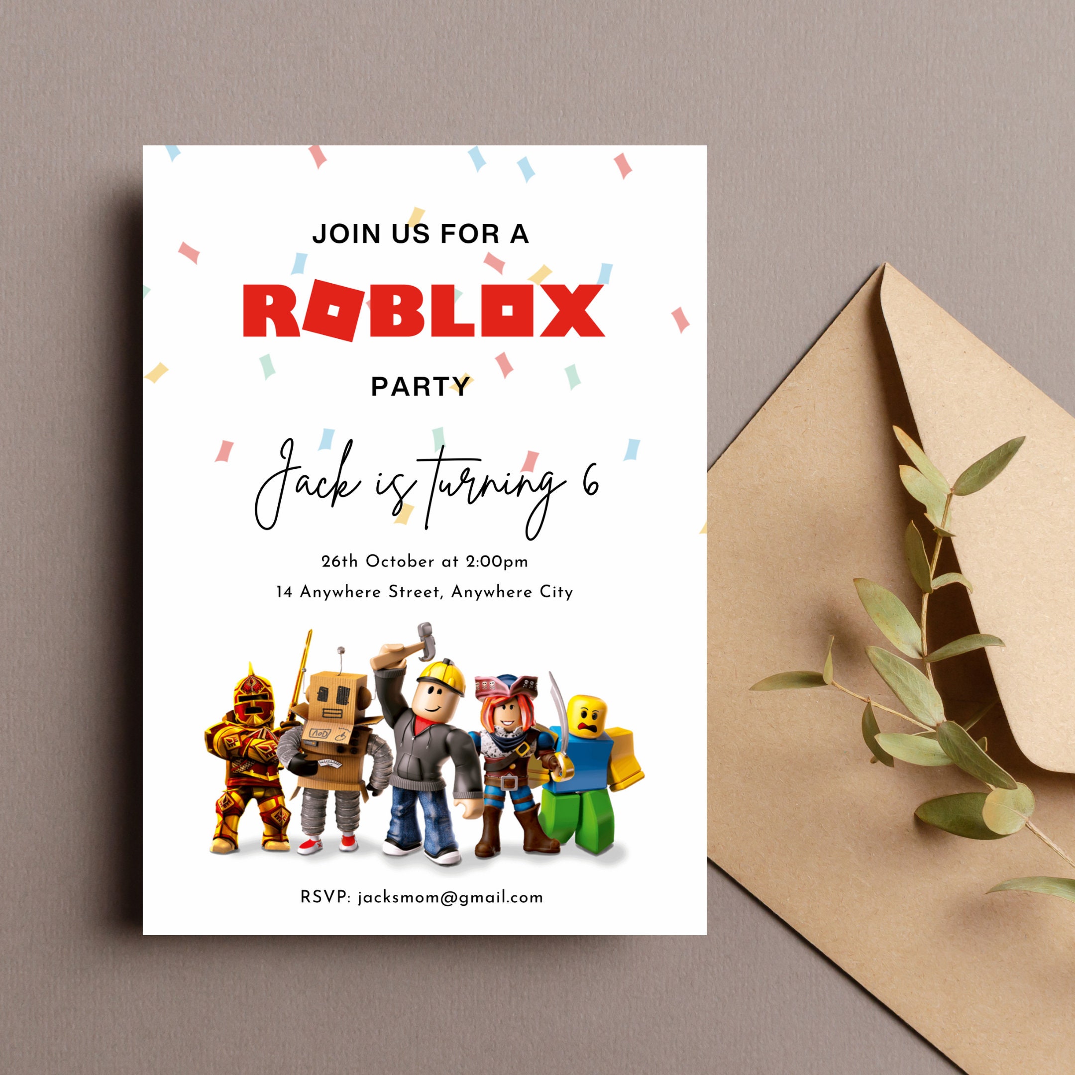 Printable Roblox Party Invitation Digital Download Canva - Etsy España