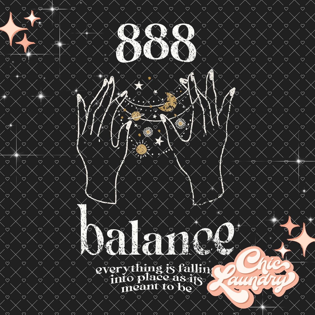 Angel Numbers 888 PNG Digital Download, Front and Back Design in Black ...