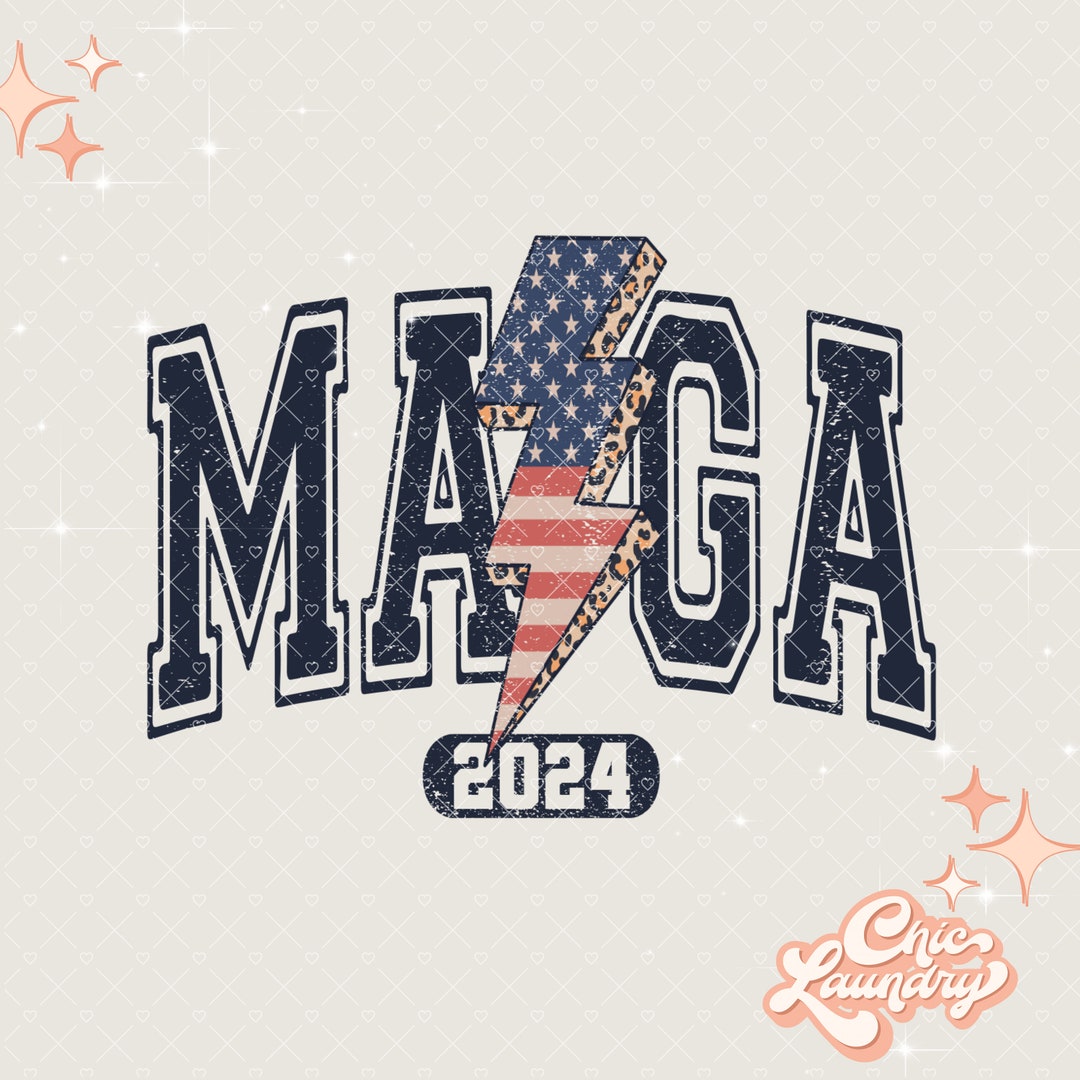 Maga Leopard American Flag Bolt Varsity Font 2024 Trump 1776 PNG ...