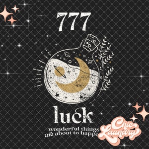 Angel Numbers 777 PNG Digital Download, Front and Back Design in Black ...