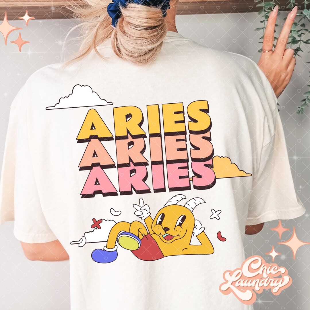 Aries Celestial 70s Retro Cartoon Mascot Horoscope Zodiac PNG Instant ...