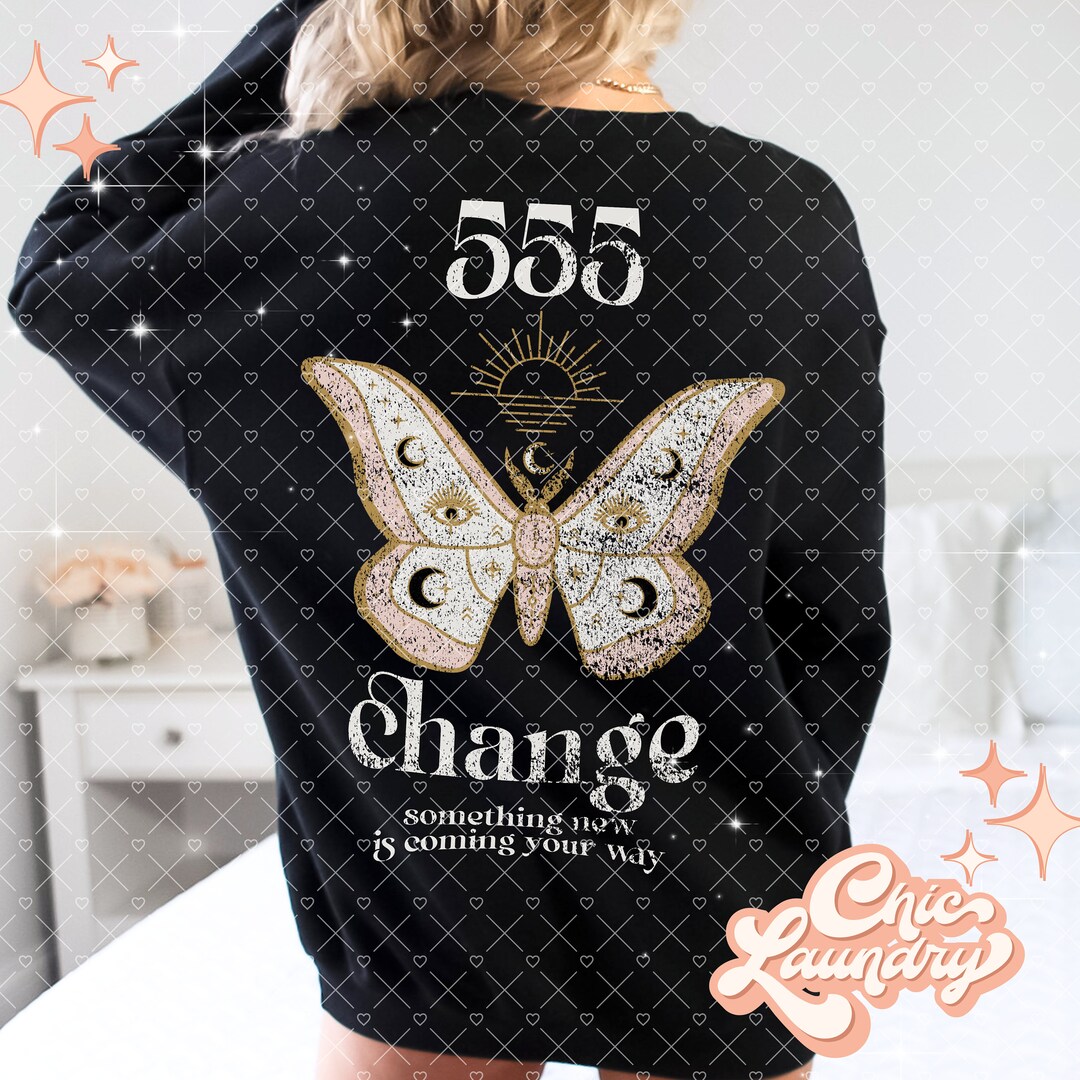 Angel Numbers 555 PNG Digital Download, Front and Back Design in Black ...