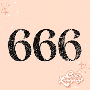 Angel Numbers 666 PNG Digital Download, Front and Back Design in Black ...
