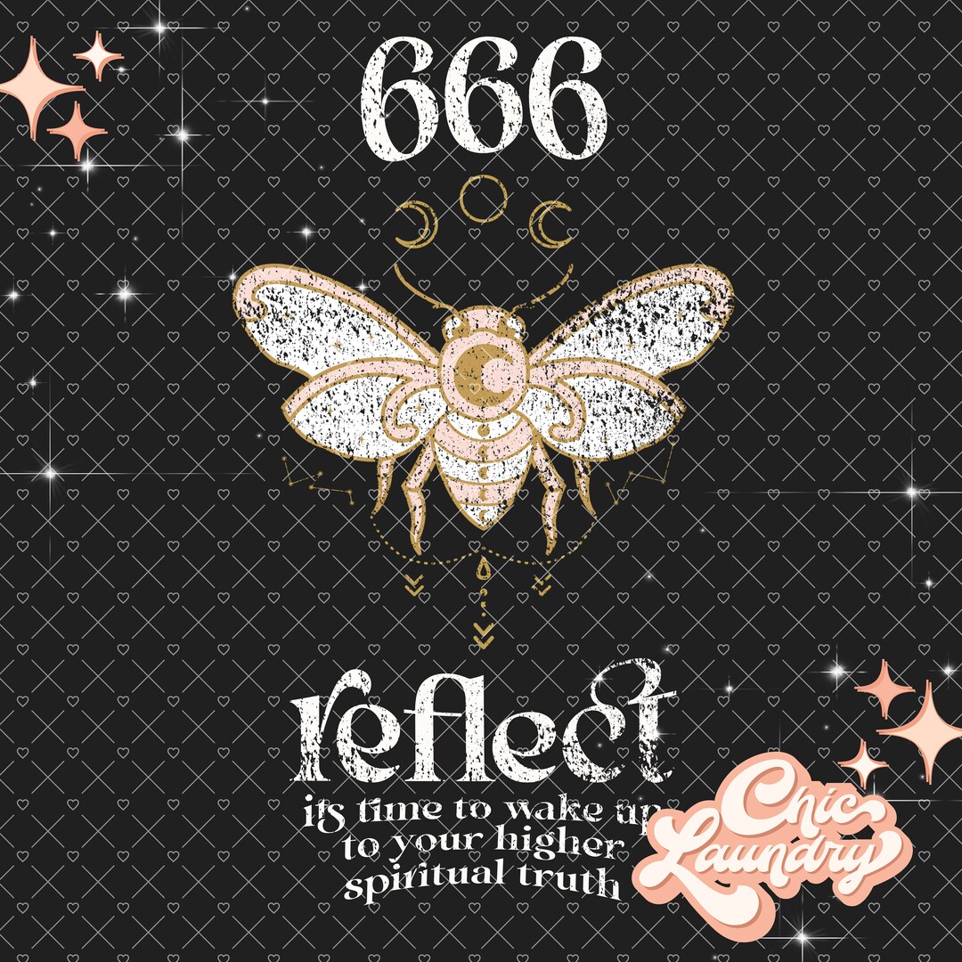 Angel Numbers 666 PNG Digital Download, Front and Back Design in Black ...