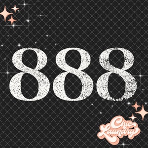 Angel Numbers 888 PNG Digital Download, Front and Back Design in Black ...